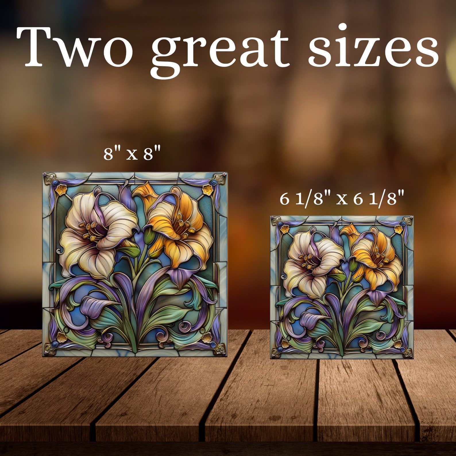 Foxtail Lily Ceramic Art Tile Art Nouveau Deco Wall Decor Coffee Table ...