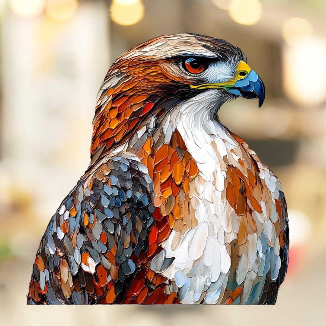 Red-tailed Hawk Window Cling Sticker Decal Window Film Gift for Bird ...