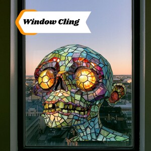 Zombie Halloween Stained Glass Look Window Cling Decal Sticker Window ...