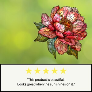 Peony Stained Glass Window Cling Decal Sticker Window Film Reusable No ...