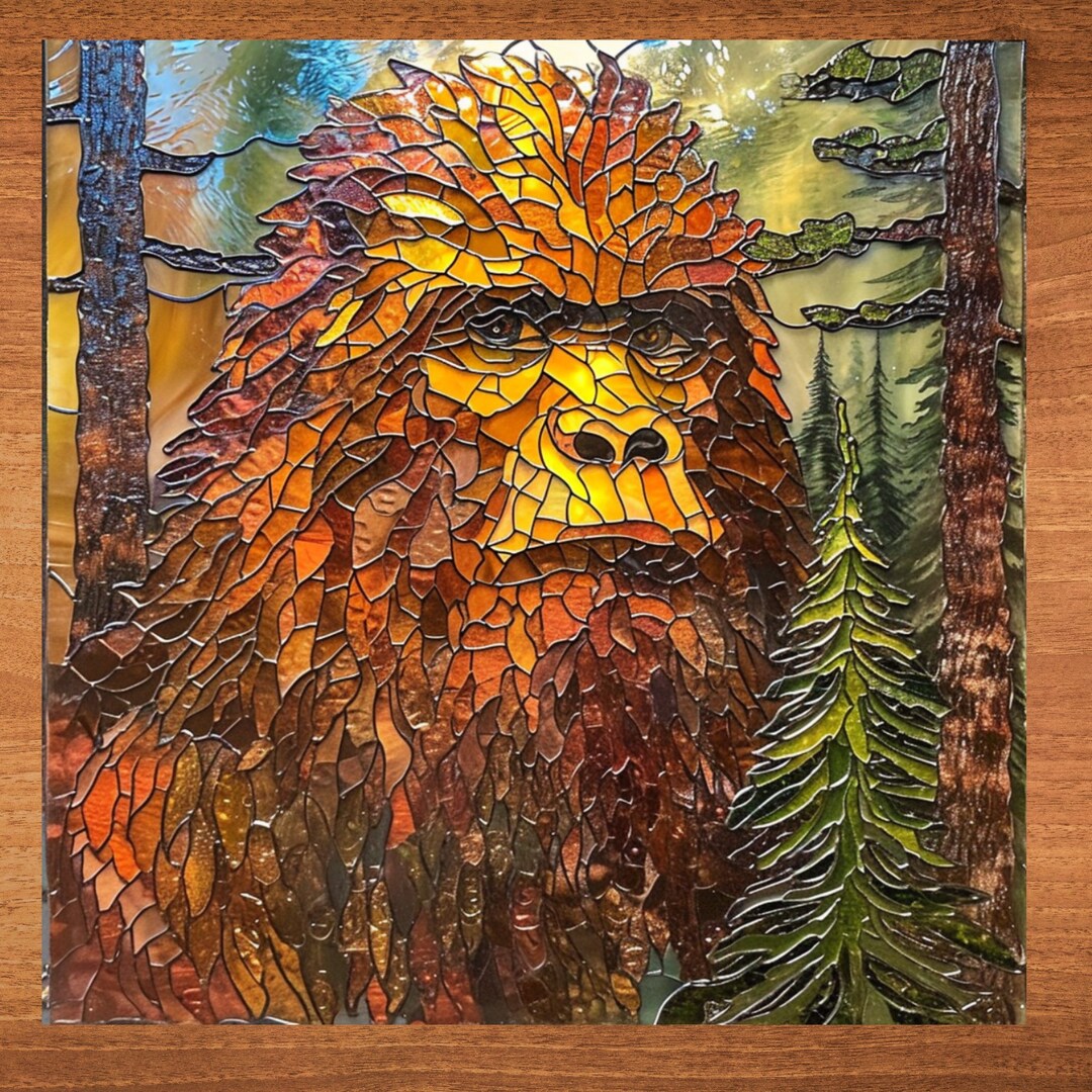 Sasquatch Stained Glass Look Art on Glossy Ceramic Tile Tileful Artful ...