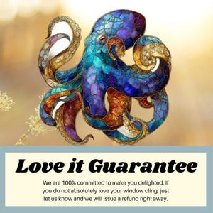 Stained Glass Giant Pacific Octopus Window Cling Stained Glass Look ...