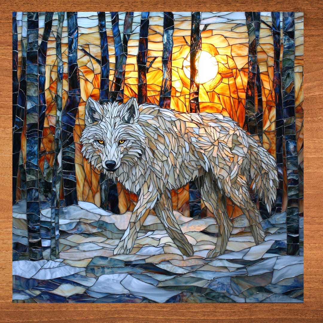 Gray Wolf Winter Ceramic Art Tile Decor for Kitchen Bedroom Bookshelf ...
