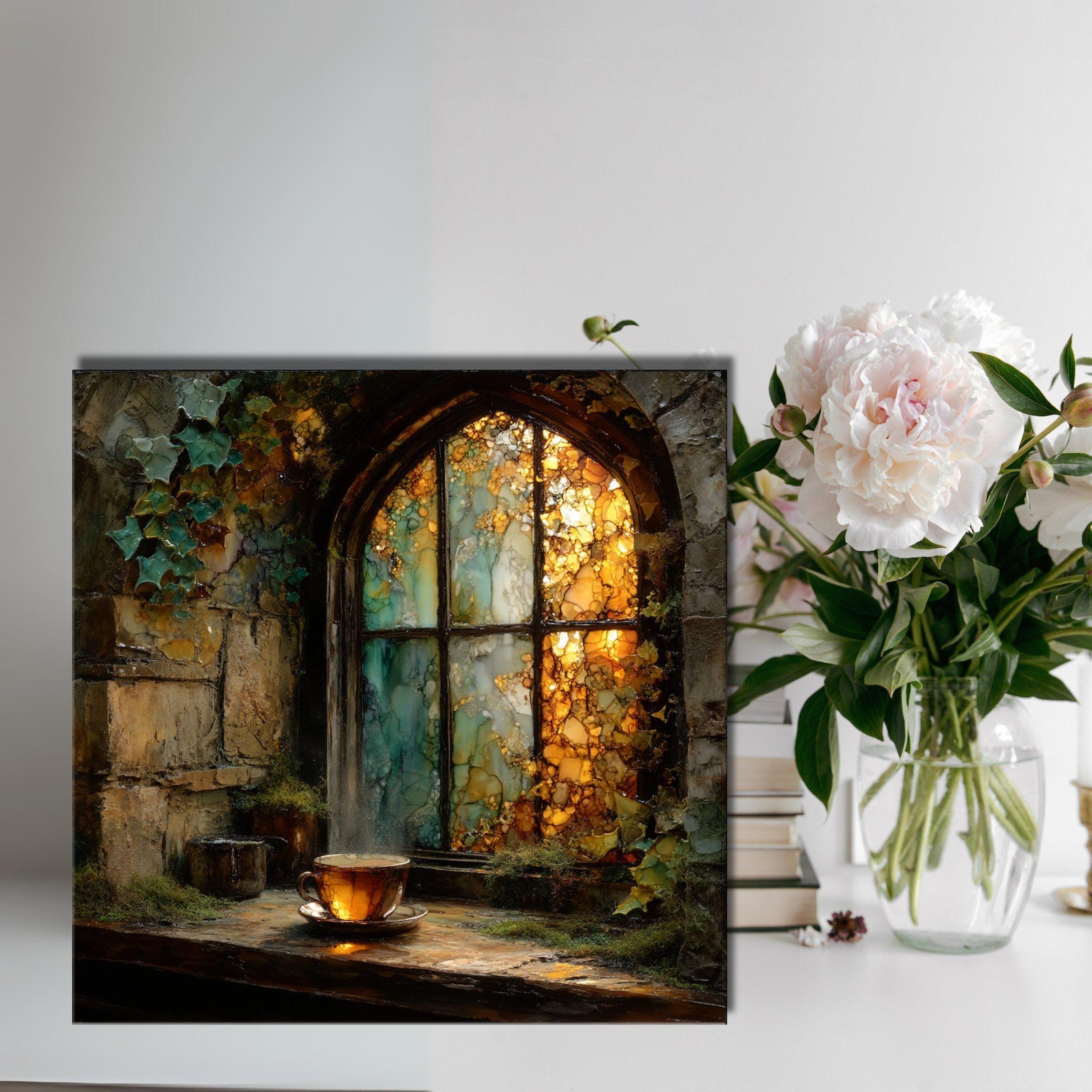 Tea by the Window Light Academia Fine Ceramic Art Tile Academia ...