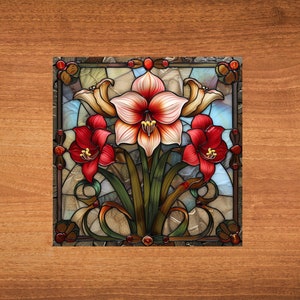 Amaryllis Ceramic Art Tile Art Nouveau Deco Wall Decor Coffee Table ...
