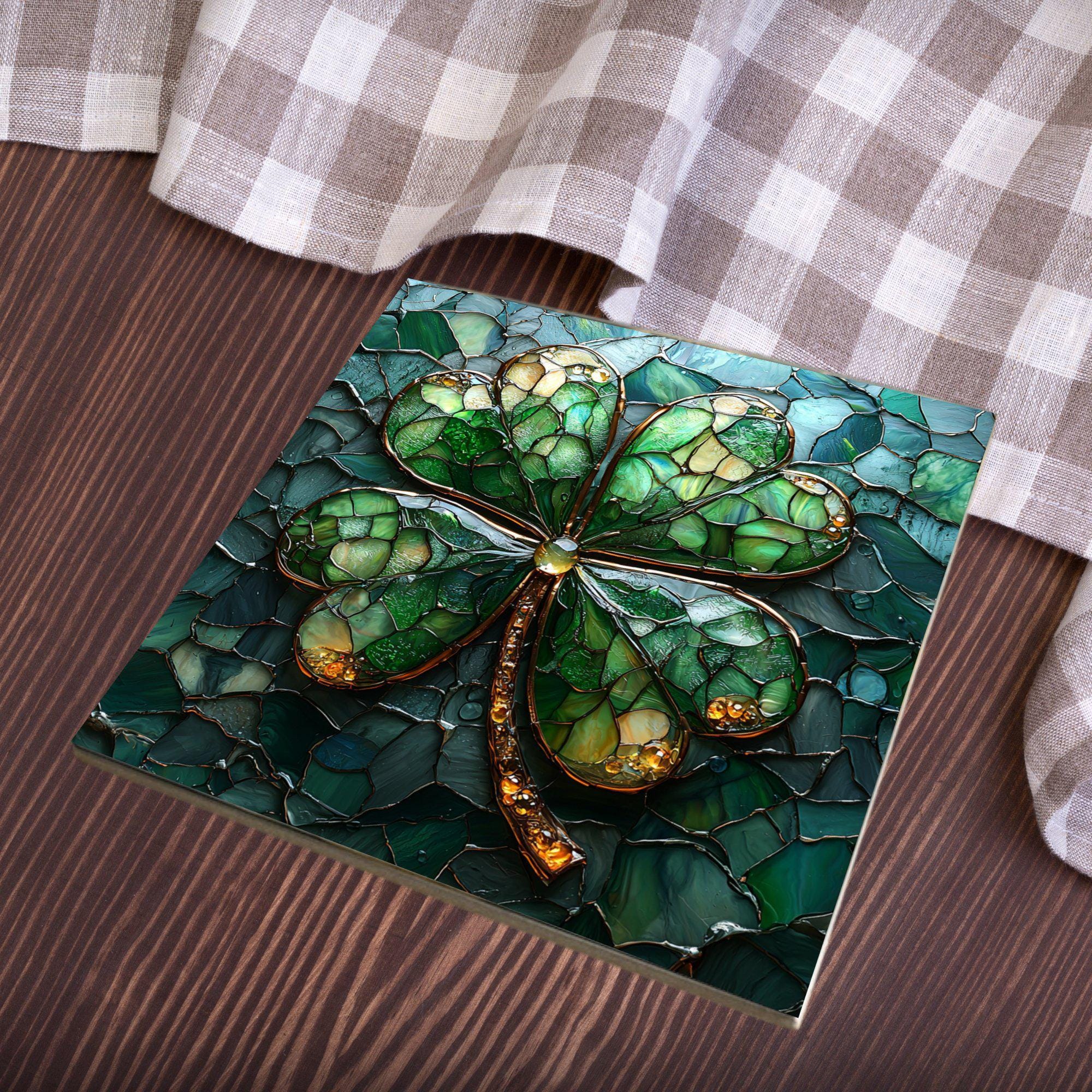 Shamrock Ceramic Art Tile Artful Bookshelf Book Nook Wall Decor Gift ...