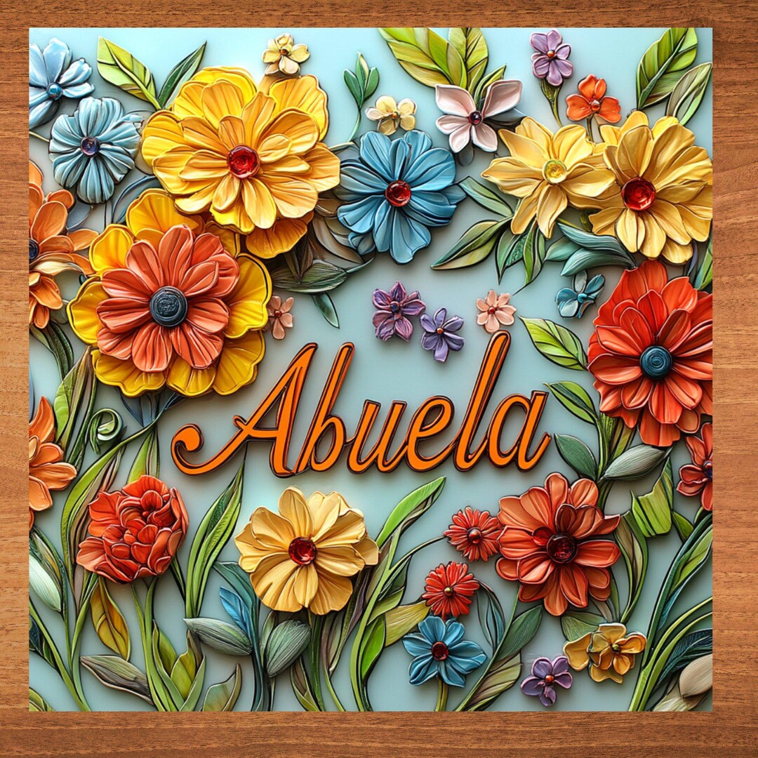 Abuela Gift Floral Ceramic Art Tile Personalized Grandma Gift ...