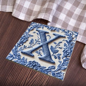 X Letter Monogram Ceramic Art Tile Grandmillennial Style Decor Home Art ...