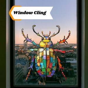 Stag Beetle Stained Glass Window Cling Sticker Decal Vinyl Window Film ...