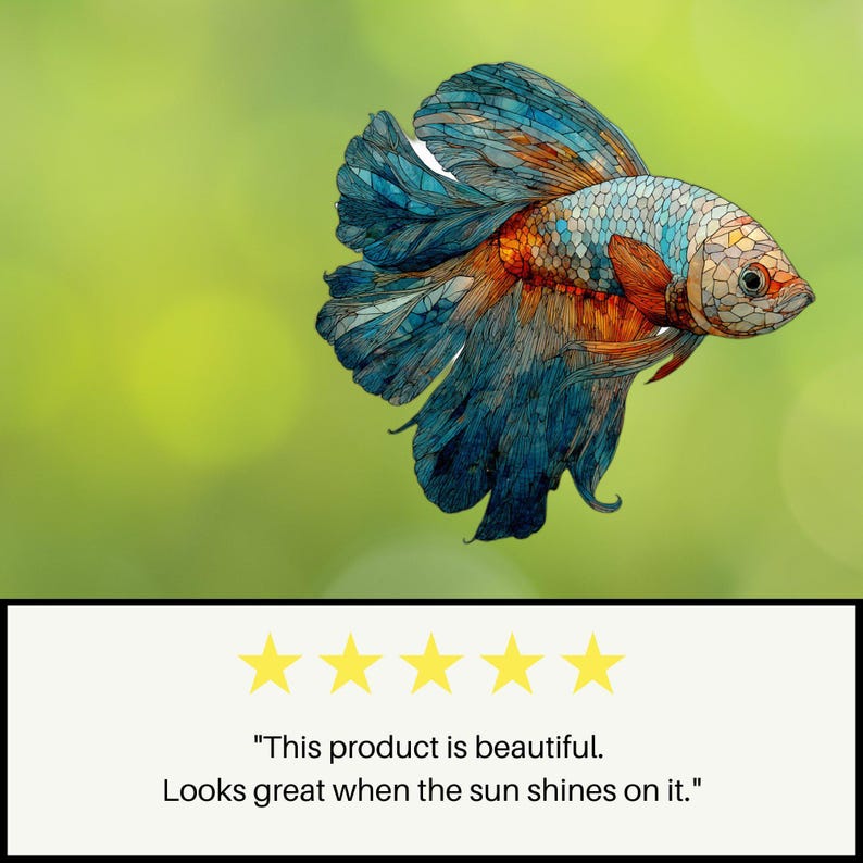 Betta Fish Female Window Cling Stained Glass Look Decal Sticker Window ...