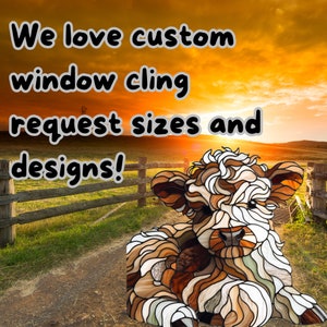 Highland Cow Stained Glass Window Cling Three Sizes and Custom Cute Cow ...