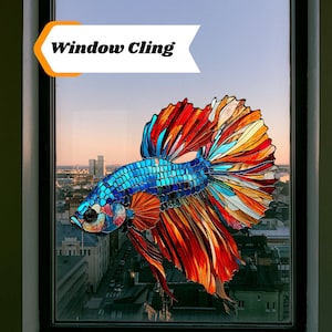 Betta Fish Stained Glass Window Cling Window Sticker Decal - No ...