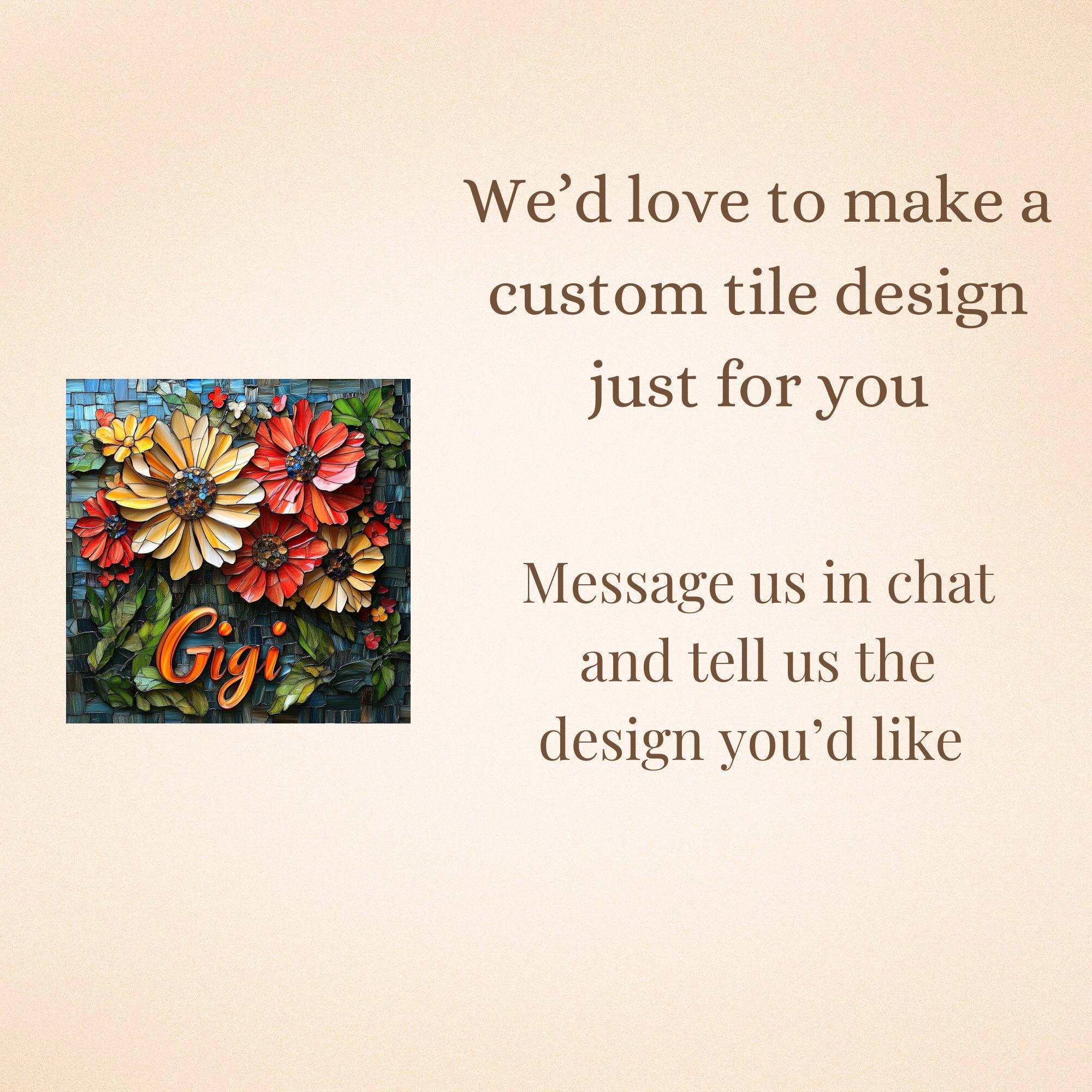 Gigi Gift Floral Ceramic Art Tile Personalized Grandma Gift Grandmother ...