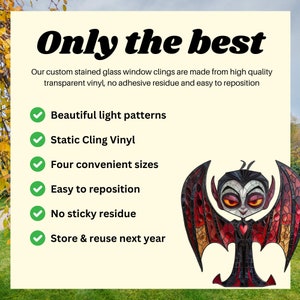 Dracula Vampire Halloween Stained Glass Look Window Cling Decal Sticker ...