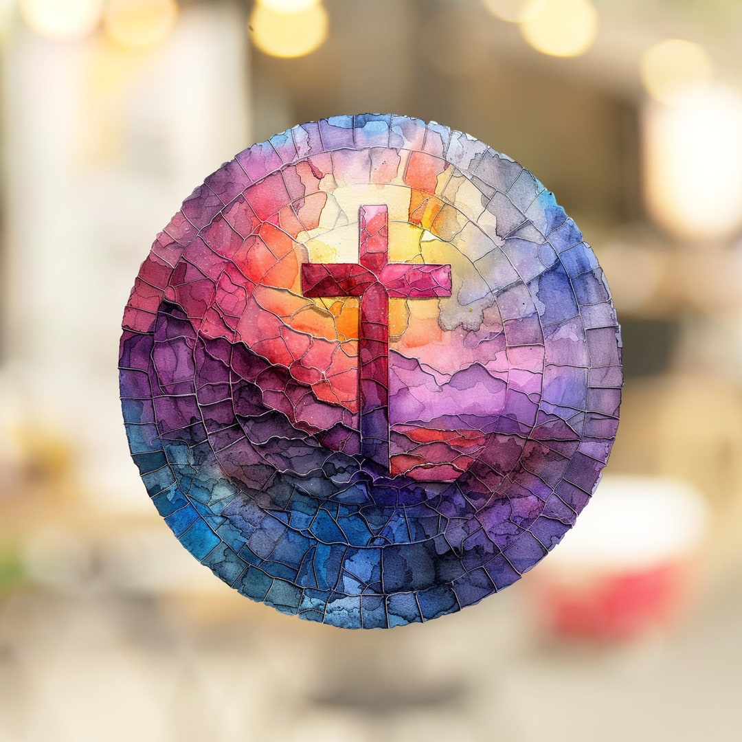 Resurrection Day Cross Easter Stained Glass Window Cling Resurrection ...
