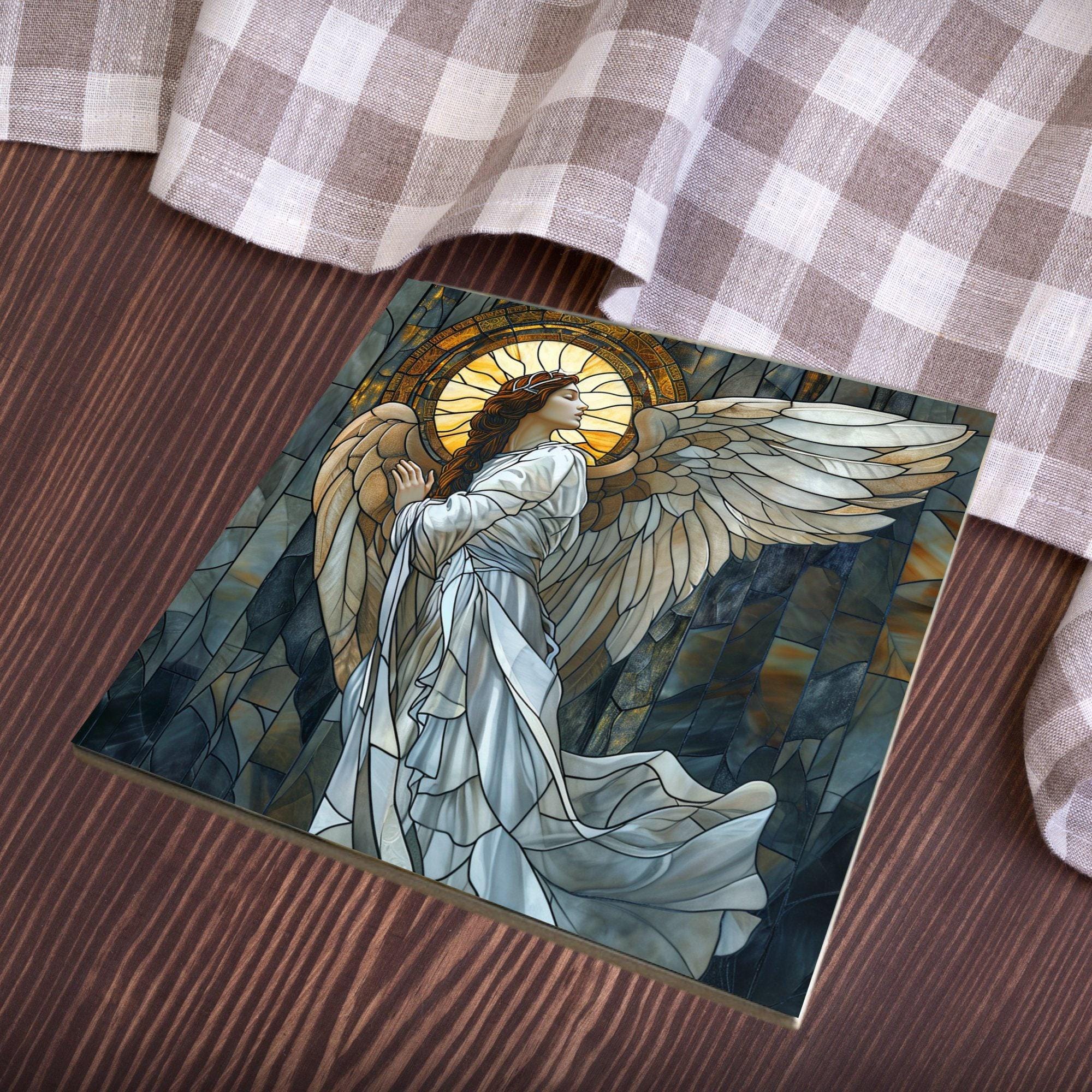 Angel Ceramic Wall Art Decorative Tile Unique Home Decor Stained Glass ...