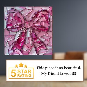 Coquette Pink Bow Ceramic Art Tile Stained Glass Look Glossy Bookshelf ...