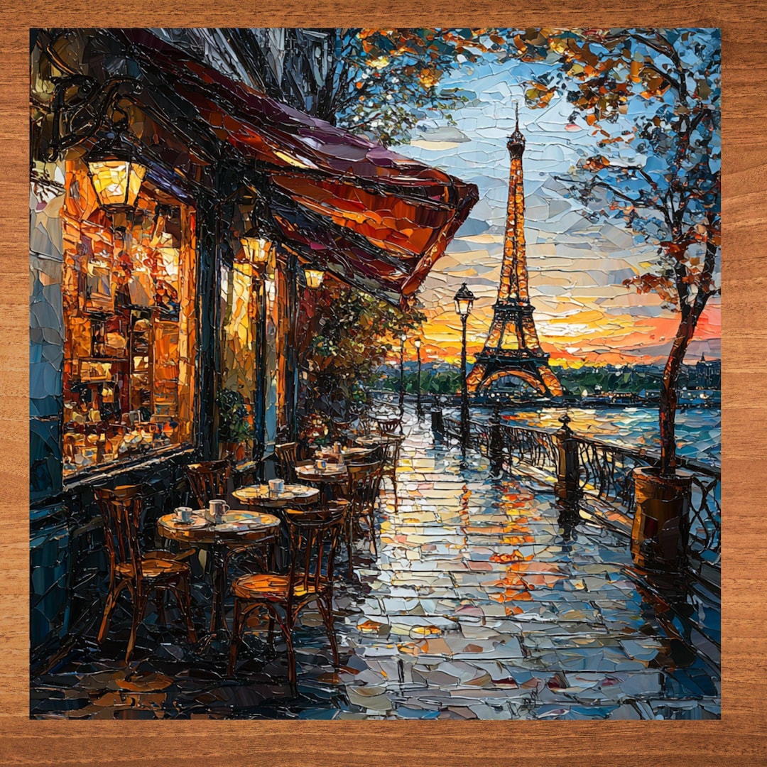 Parisian Cafe Scene in Paris Ceramic Art Tile Glossy Tile Decor for ...
