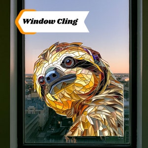 Sloth Stained Glass Window Cling Window Sticker Decal - No Adhesive ...