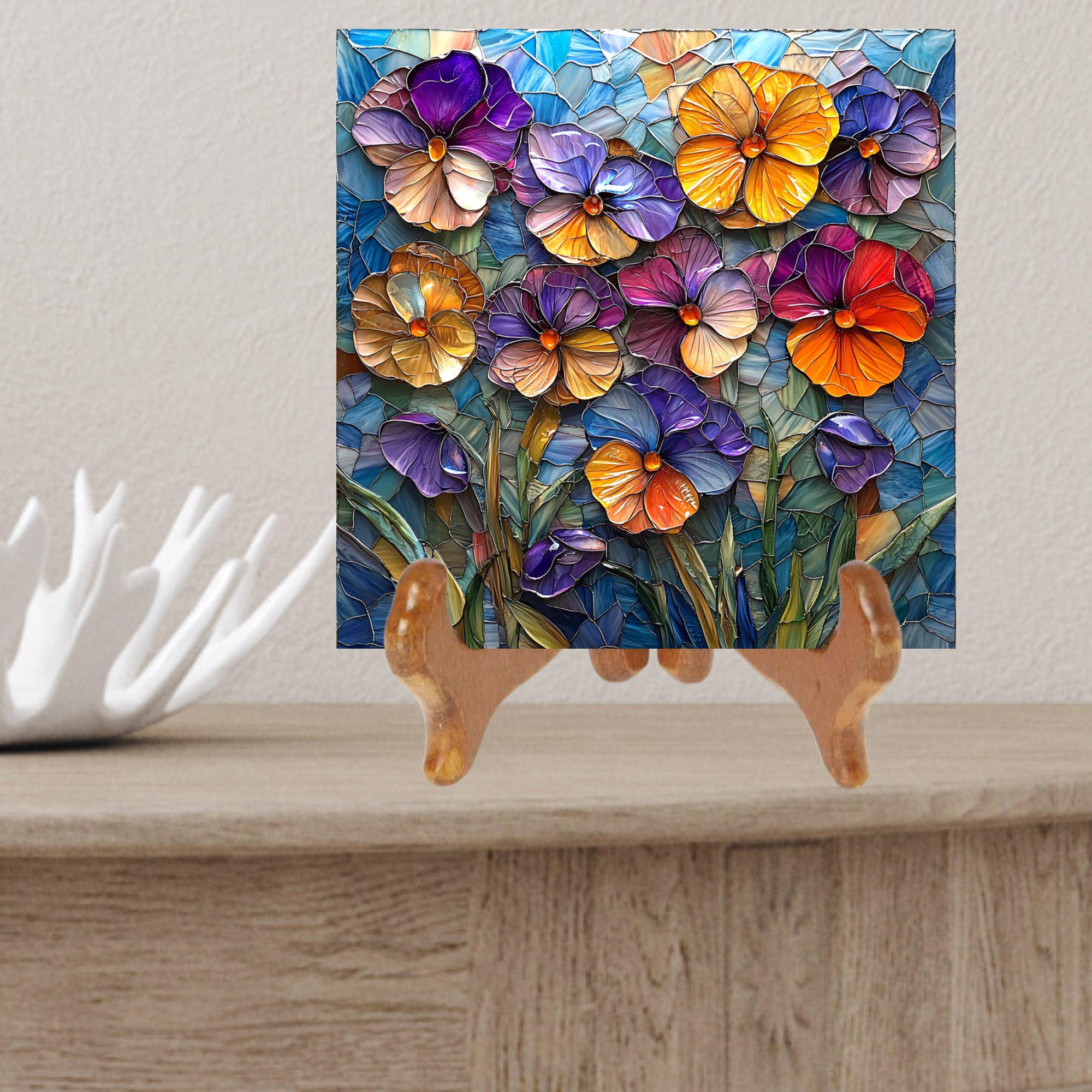 Viola Ceramic Art Tile Decor for Kitchen Bedroom Bookshelf Book Nook ...