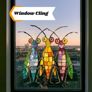 Crickets Stained Glass Window Cling Sticker Decal Vinyl Window Film Bug ...