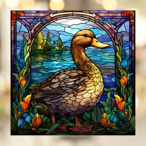 Duck Stained Glass Window Cling Window Sticker Decal Vinyl Film Window ...