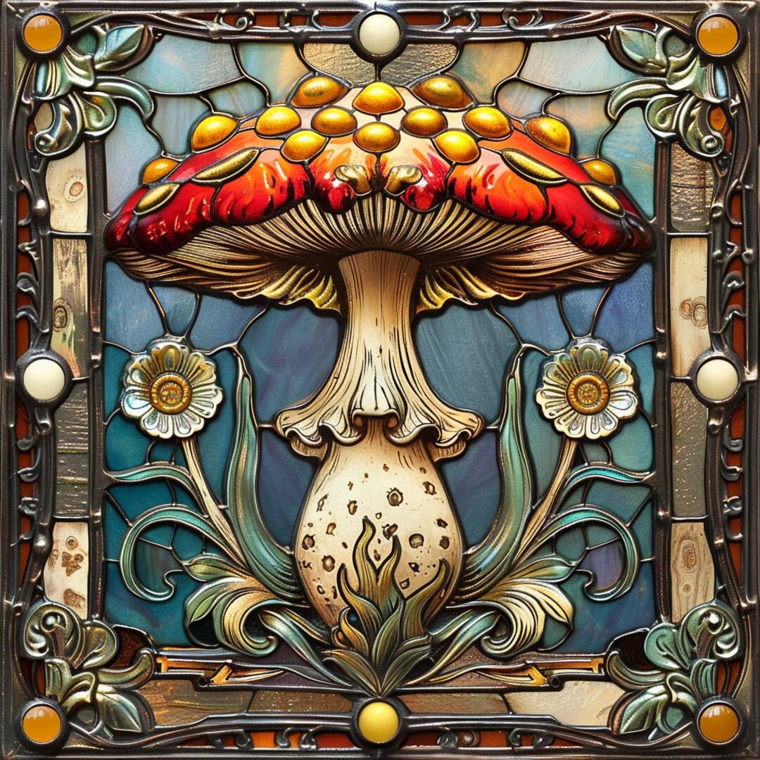 Mushroom Art Deco Ceramic Art Tile Decorative Glossy Tile for Bookshelf ...