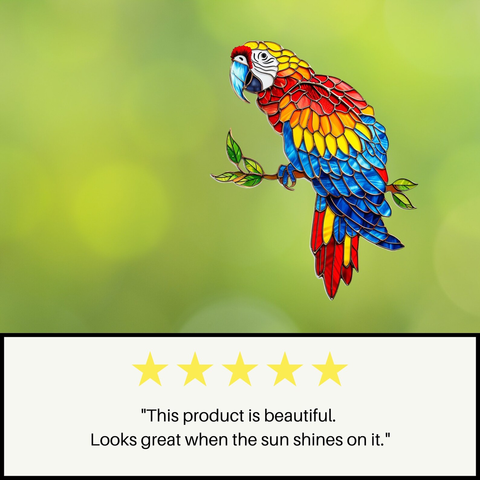 Macaw Stained Glass Window Cling Decal Sticker Vinyl Window Film Artful ...