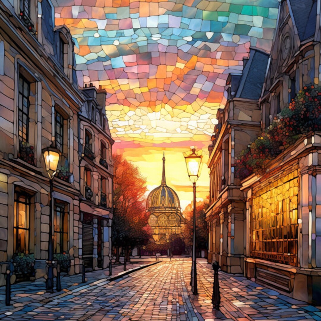 Stained Glass Paris Window Cling Paris Stained Glass Window Cling in ...