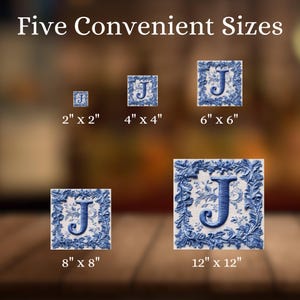 J Letter Monogram Ceramic Art Tile Grandmillennial Style Decor Home Art ...