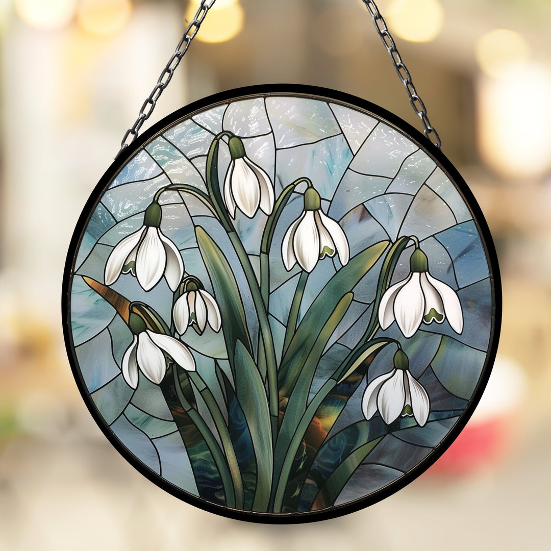 Snowdrop January Artful Birth Month Suncatcher for Mothers Day Birthday ...