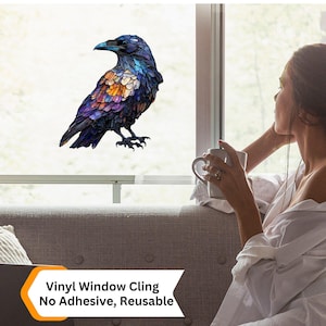 Common Raven Window Cling Sticker Decal Window Film Gift for Bird ...