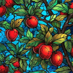 Apple Stained Glass Window Cling Assorted Apple Faux Stained Glass ...