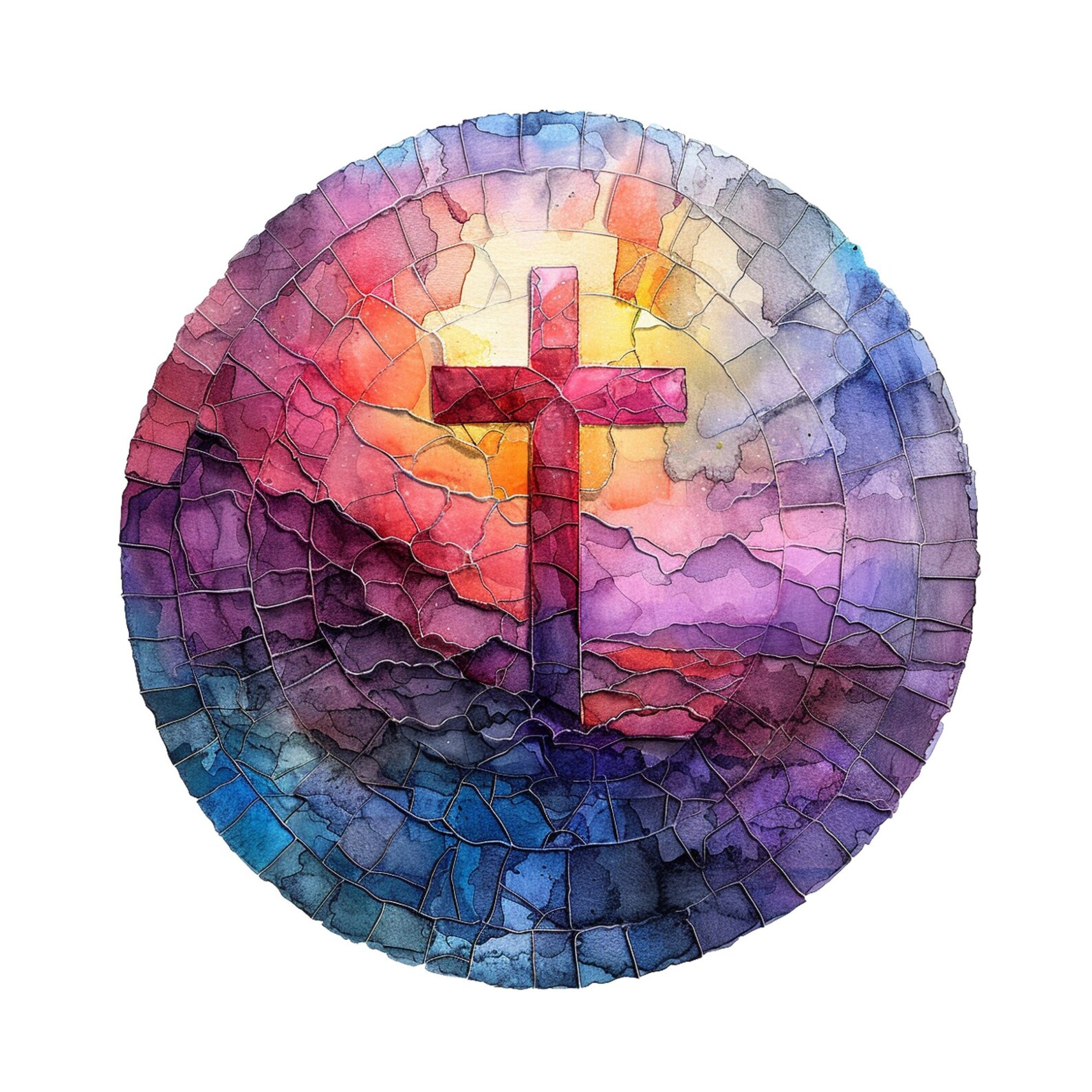 Resurrection Day Cross Easter Stained Glass Window Cling Resurrection ...