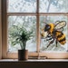 Bee Drinking Coffee Stained Glass Window Cling Sticker Decal Vinyl ...