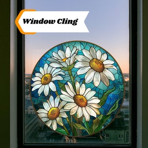 Daisy April Lovely Birth Month Flower Stained Glass Window Cling Decor ...