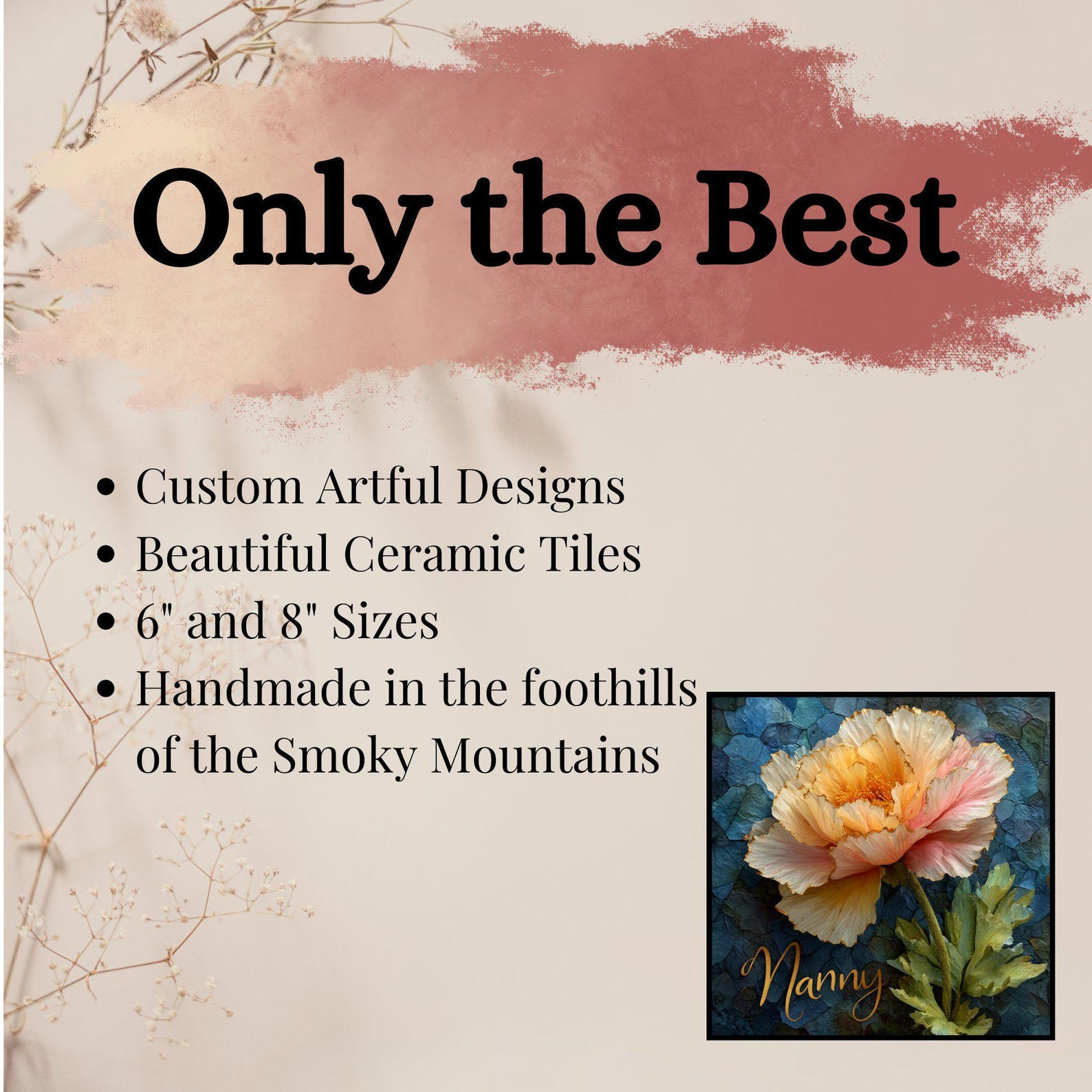 Nanny January Carnation Ceramic Art Tile Customized With Birth Month ...