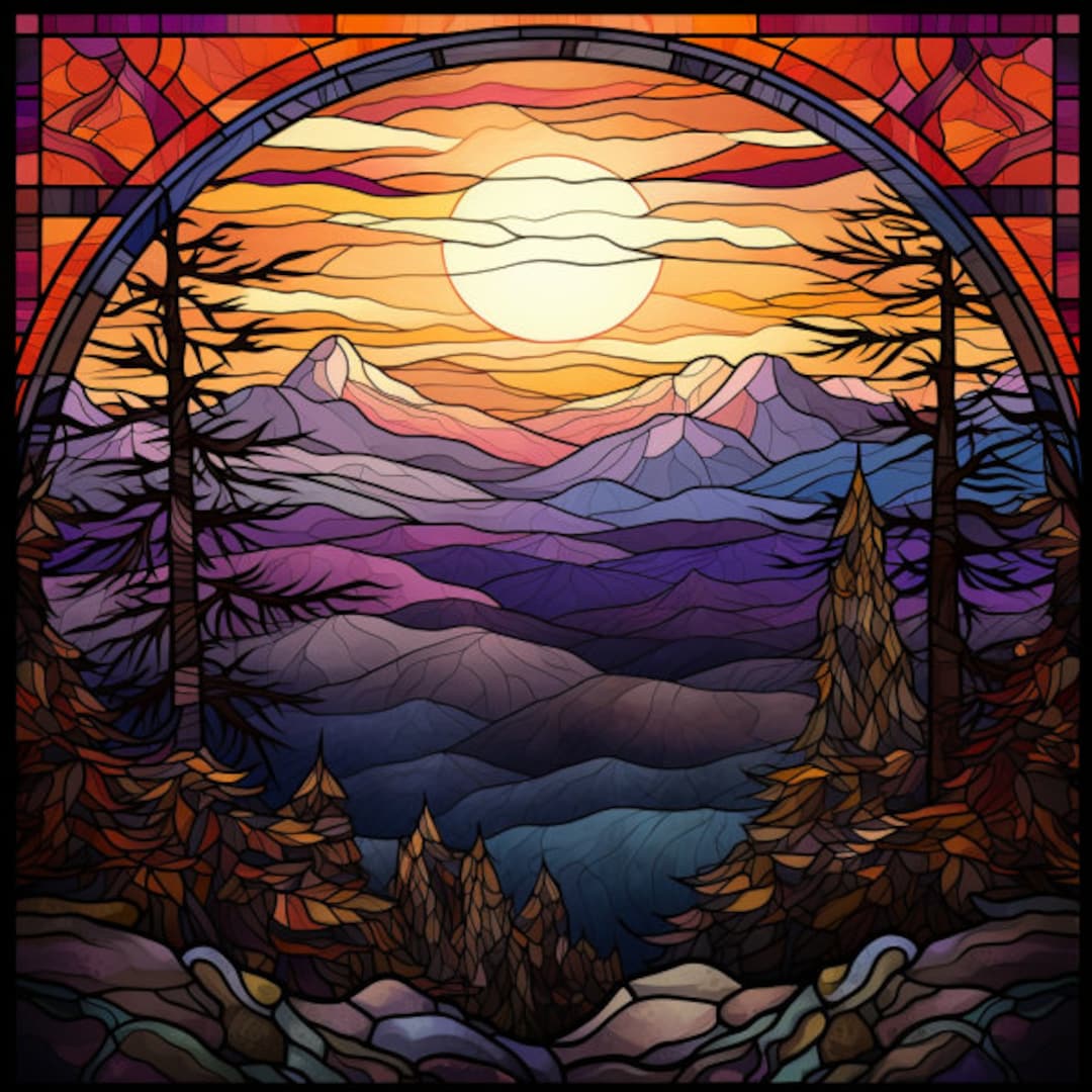 Smoky Mountains Stain Glass Smoky Mountains Stain Glass Window Hanging ...