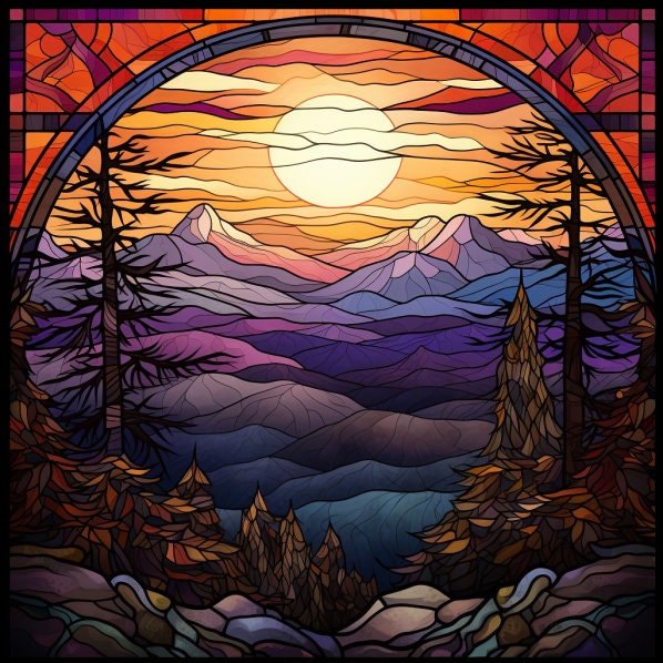 Smoky Mountains Stain Glass Smoky Mountains Stain Glass Window Hanging ...
