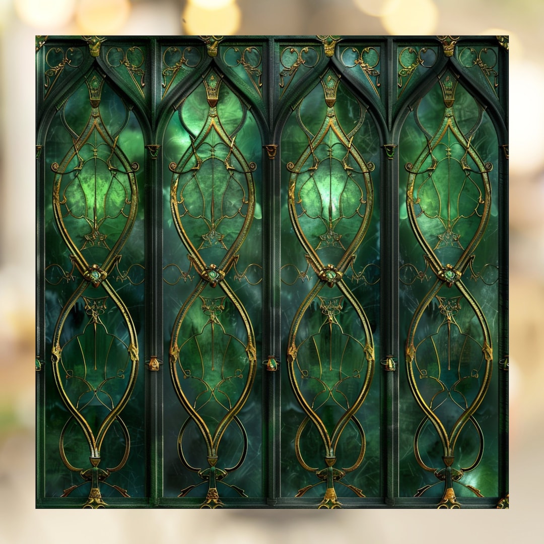 Emerald Isle Stained Glass Window Cling Gothic Decor Sticker Decal ...