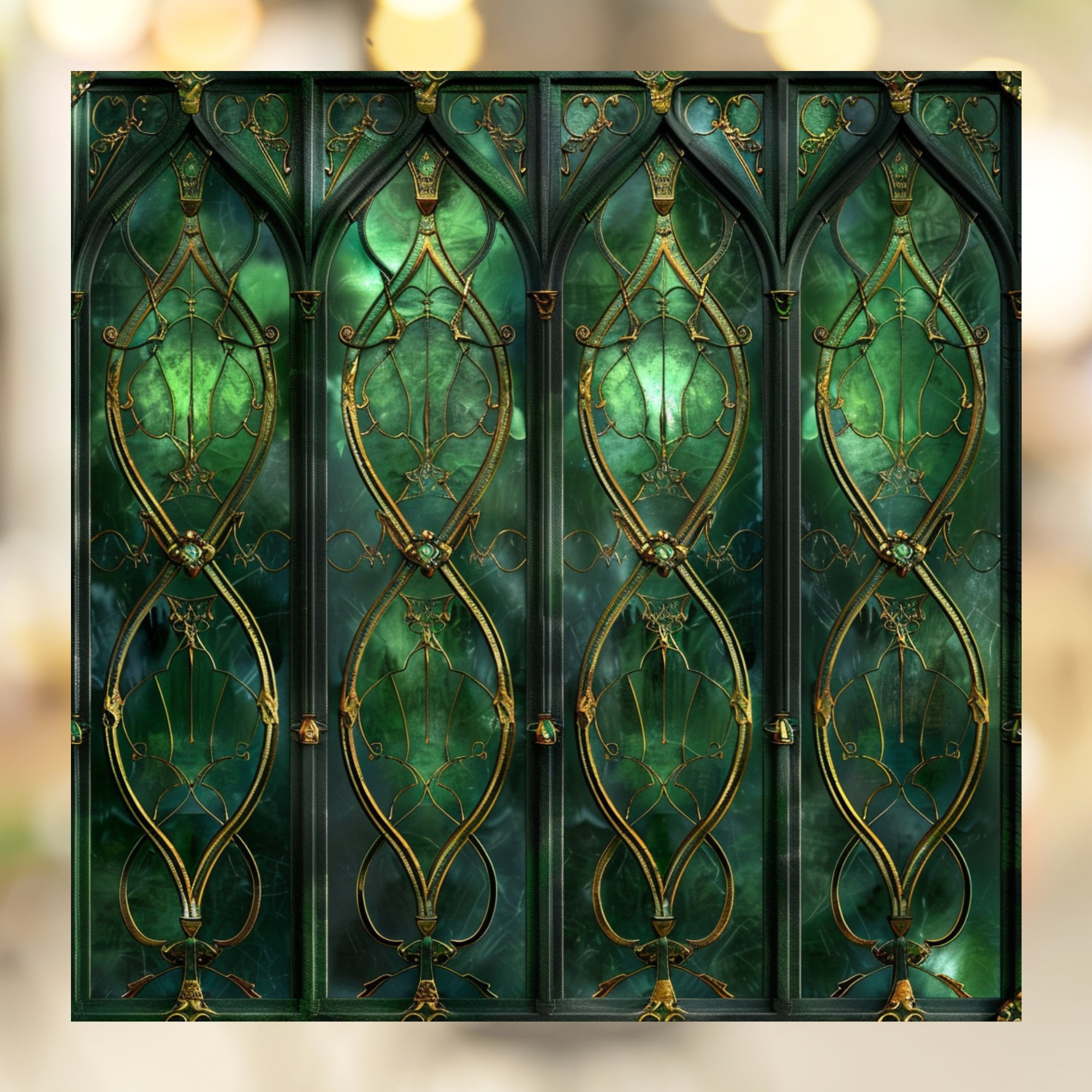 Emerald Isle Stained Glass Window Cling Gothic Decor Sticker Decal ...