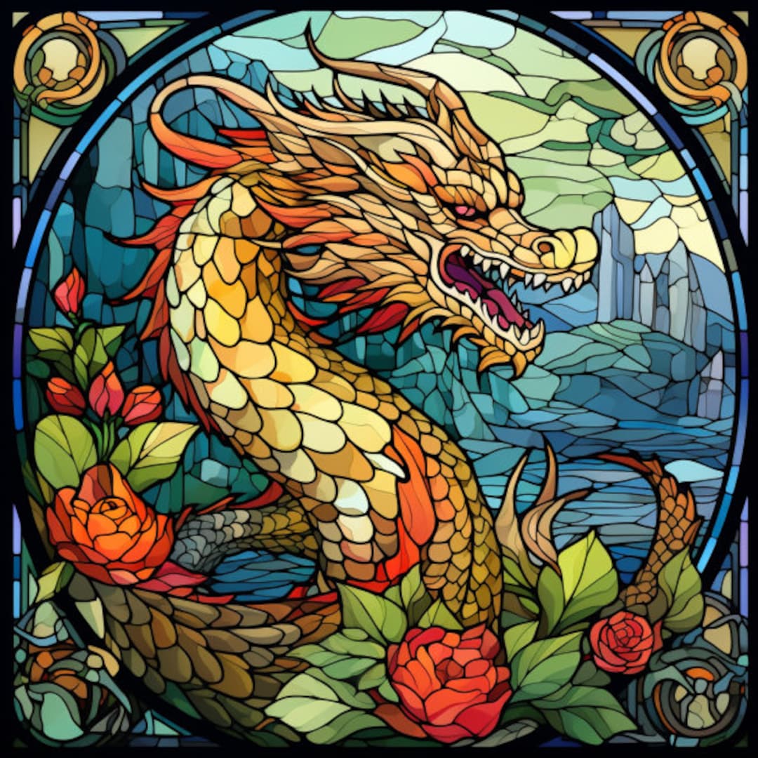 Chinese Dragon Stained Glass Window Chinese Dragon Window Film Chinese ...