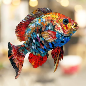 Flowerhorn Cichlid Stained Glass Window Cling Window Sticker Decal No ...