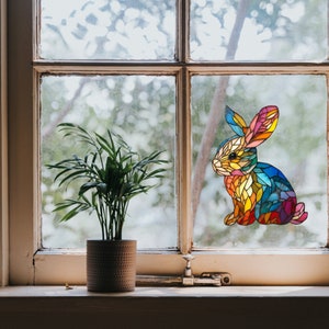 Bunny Stained Glass Window Cling Window Sticker Decal - No Adhesive ...