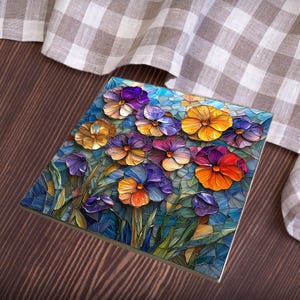 Viola Ceramic Art Tile Decor for Kitchen Bedroom Bookshelf Book Nook ...