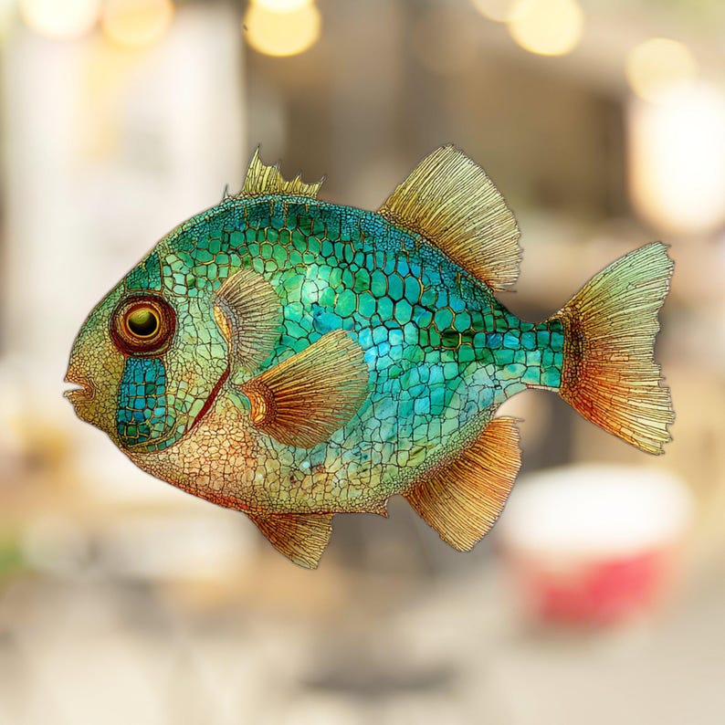 Sunfish Oceanic Window Cling Stained Glass Look Decal Sticker Window ...