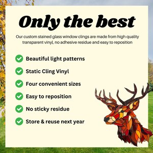 Stag Deer Stained Glass Window Cling Window Sticker Decal Film With ...