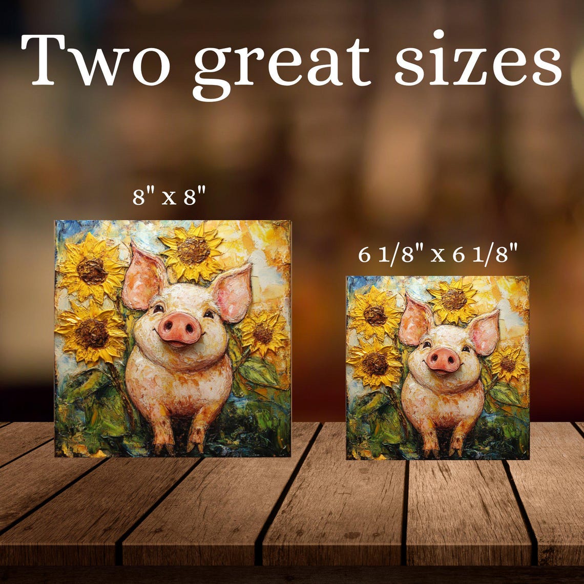 Pig in Sunflower Field Decorative Tile Ceramic Art Tile Wall Decor ...