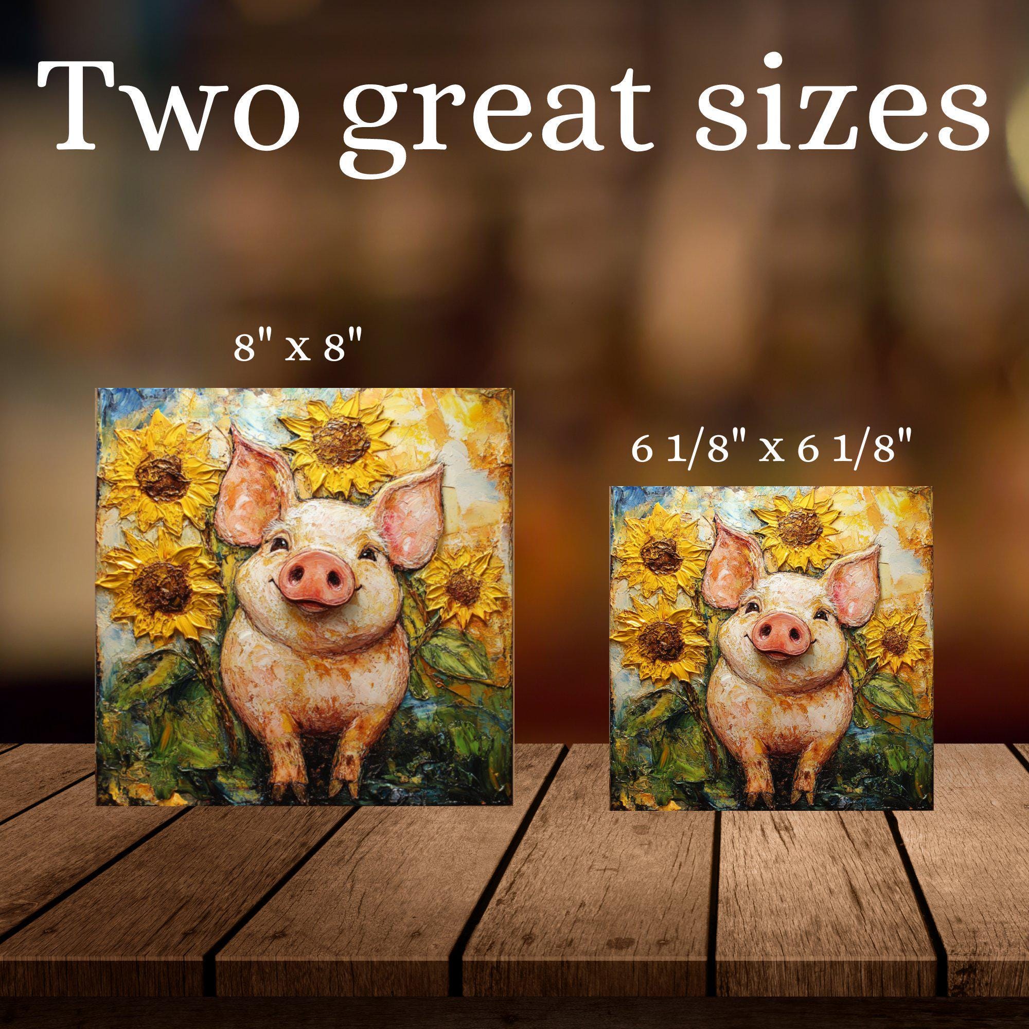 Pig in Sunflower Field Decorative Tile Ceramic Art Tile Wall Decor ...
