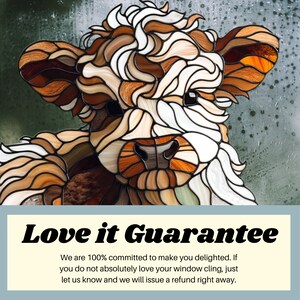 Highland Cow Stained Glass Window Cling Three Sizes and Custom Cute Cow ...